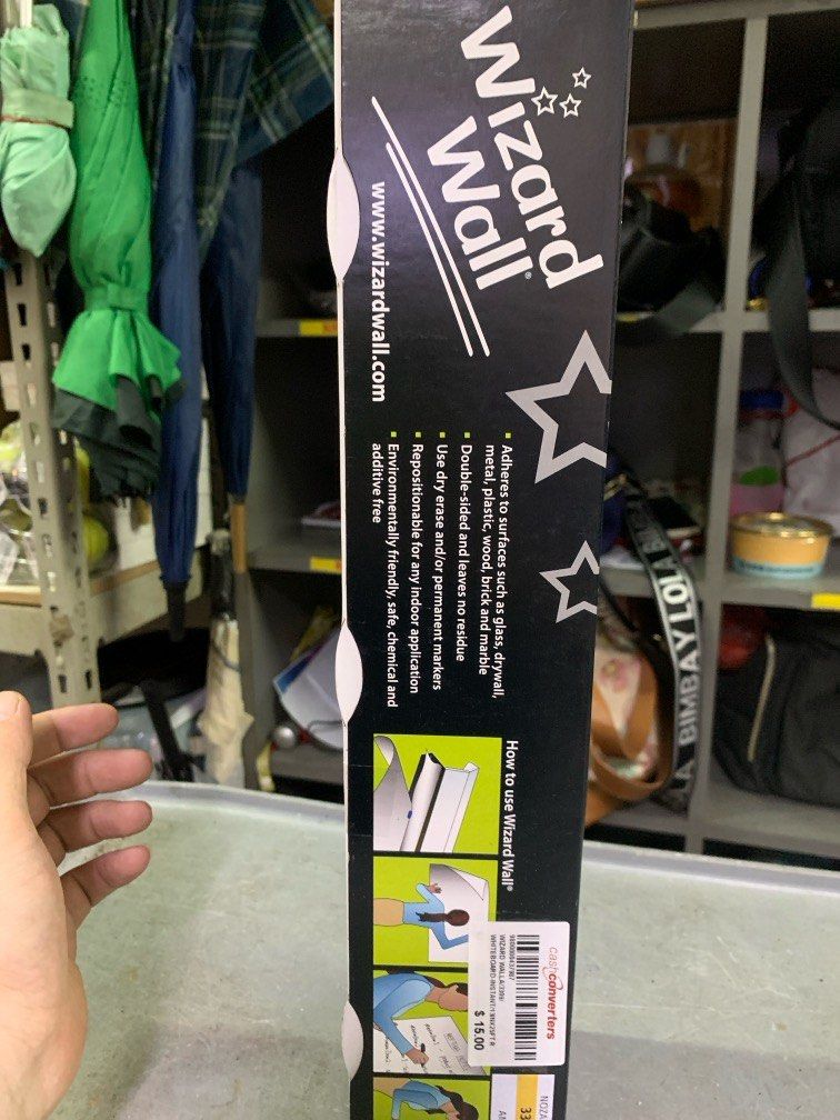 WIZARD WALL WHITEBOARD INSTANT 13 IN X 25FT, Furniture & Home Living ...