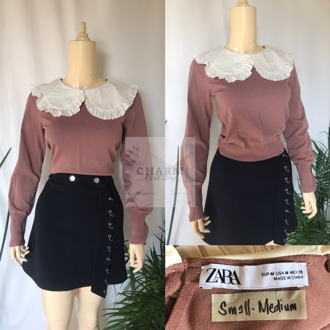 Zara Collared Top, Women's Fashion, Tops, Longsleeves on Carousell