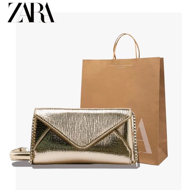 zara sling bag gold, Women's Fashion, Bags & Wallets, Cross-body Bags ...