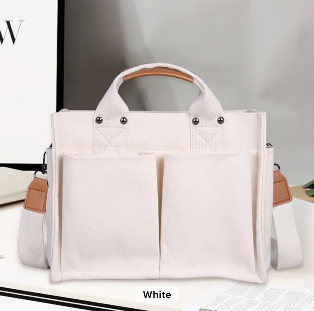 Adele tote bag crossbody canvas diaper laptop case, Women's Fashion ...