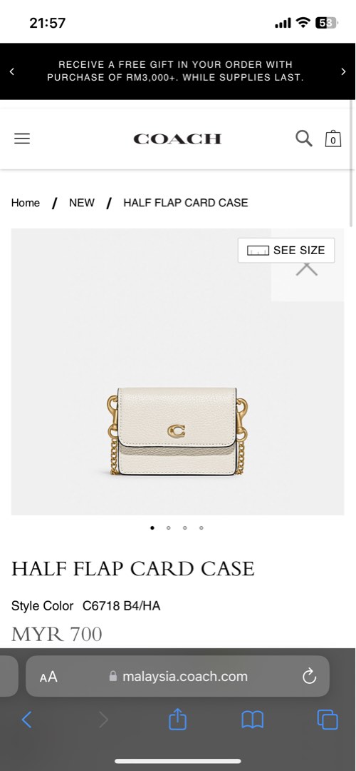 COACH half flap card case, Luxury, Bags & Wallets on Carousell
