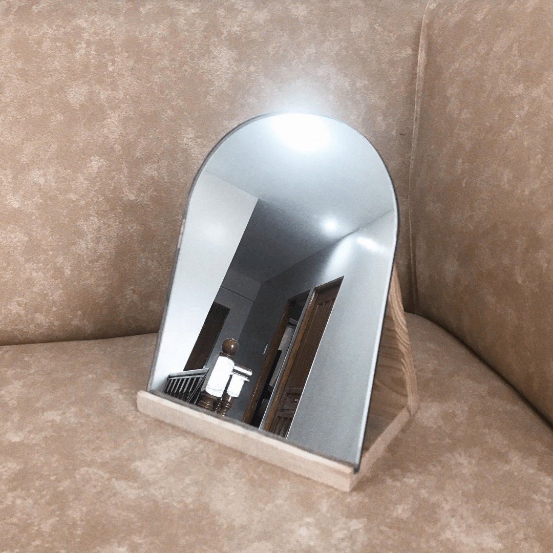Desk Arc Mirror with Wood Stand, Furniture & Home Living, Home Decor ...