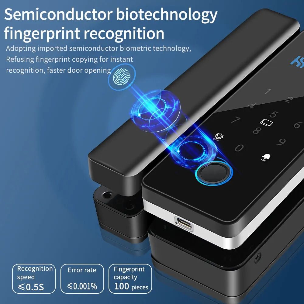 Electronic Digital Lock Fingerprint Glass Door Lock Bluetooth HAHA-Lock ...