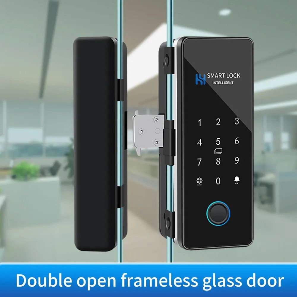 Electronic Digital Lock Fingerprint Glass Door Lock Bluetooth HAHA-Lock ...