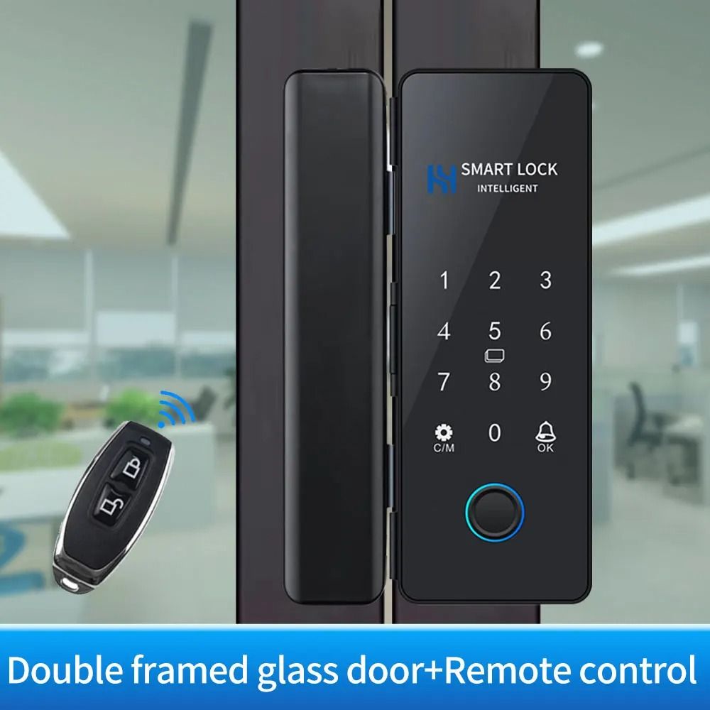 Electronic Digital Lock Fingerprint Glass Door Lock Bluetooth HAHA-Lock ...