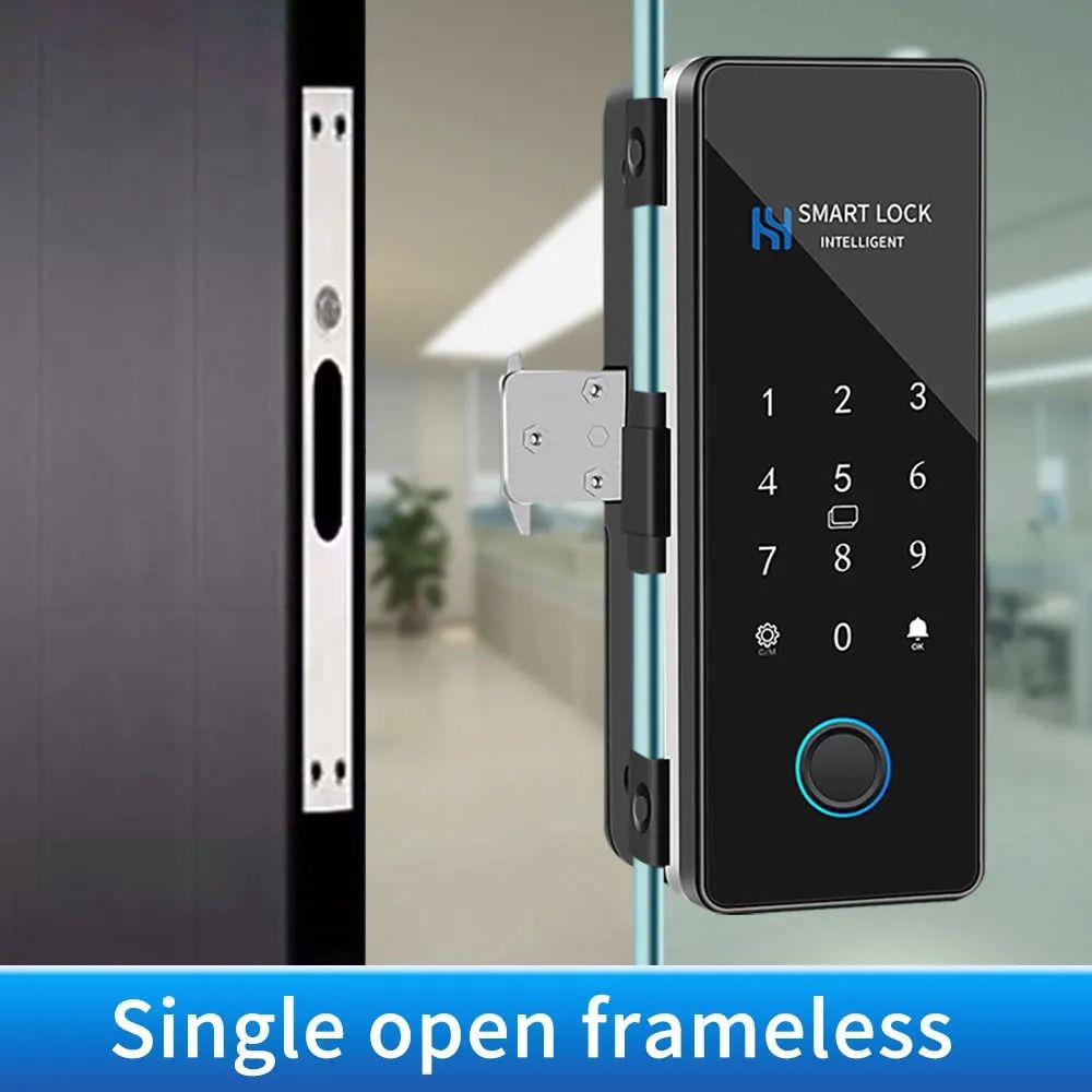 Electronic Digital Lock Fingerprint Glass Door Lock Bluetooth HAHA-Lock ...
