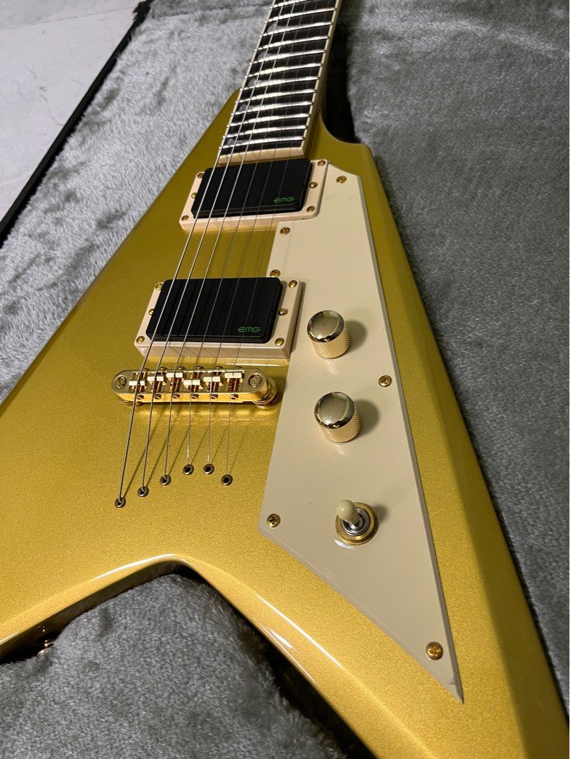 ESP LTD KH-V Kirk Hammett Signature Electric Guitar - Metallic Gold ...