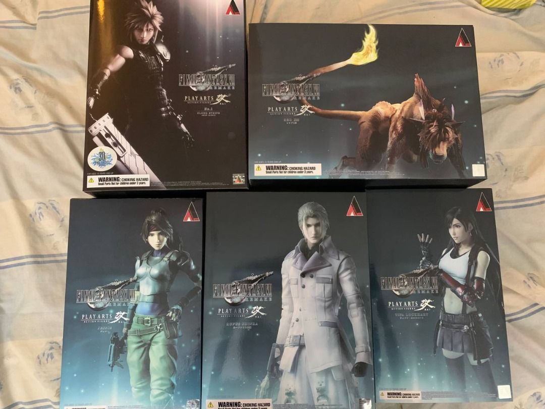 Final Fantasy 7 Remake Play Arts Kai Set Cloud, Tifa, Red XIII, Jessie & Rufus, Hobbies & Toys ...