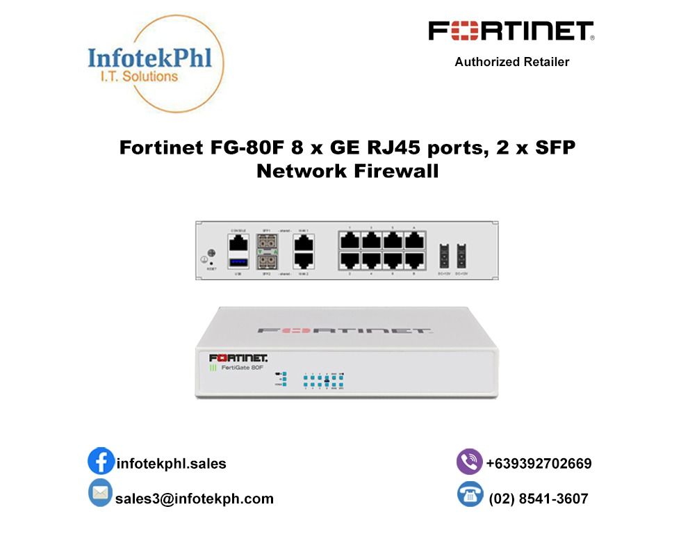 Firewall Fortinet FG-80F FortiGate-80F 8 x GE RJ45 ports, 2 x RJ45/SFP ...