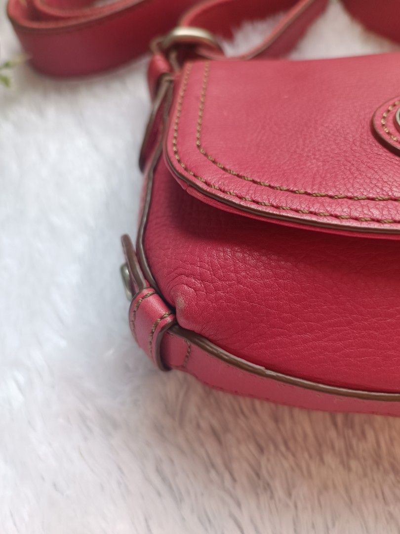 Fossil Maddox Mini Bag Pink Leather Authentic, Fesyen Wanita, Tas ...