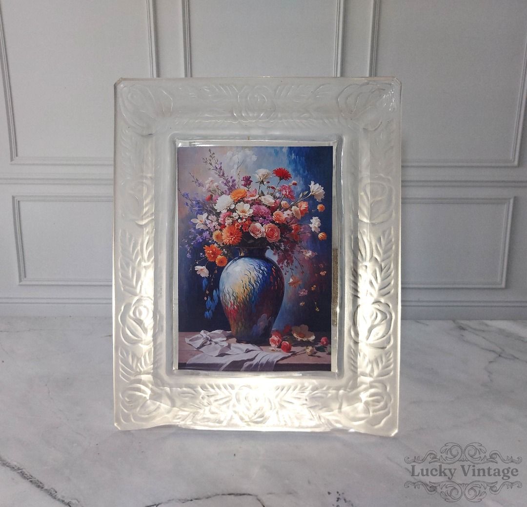 Frame Bunga Vintage Kristal Bening Foto - Flower Shaped Crystal Clear ...