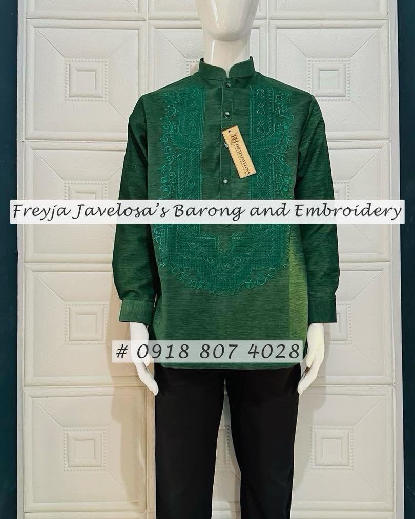 Full Dye Jusilyn Barong Tagalog w/ Large Front embro all over scattered ...