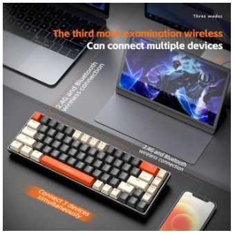 Leaven H68 Tri-Mode 68-Key Hot-Swappable RGB Backlight Wireless Mechanical Gaming Keyboard ...