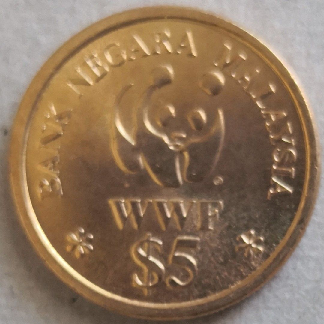 Malaysia Commemorative coin - 1992 RM5 20th Anniversary World Wildlife ...