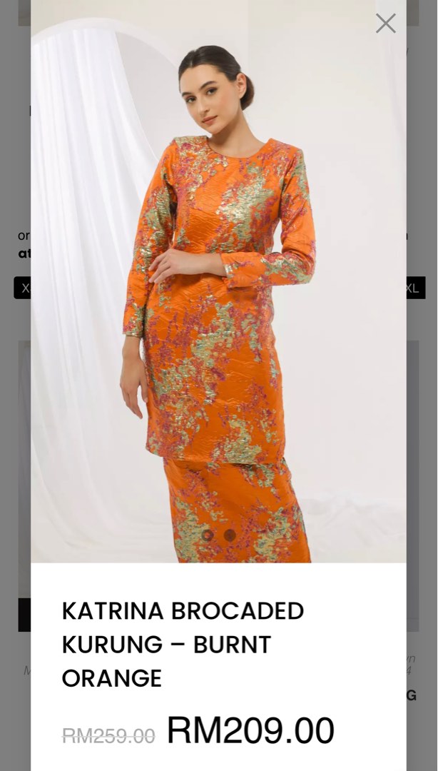 Norie signature katrina kurung brocade brick orange, Women's Fashion ...