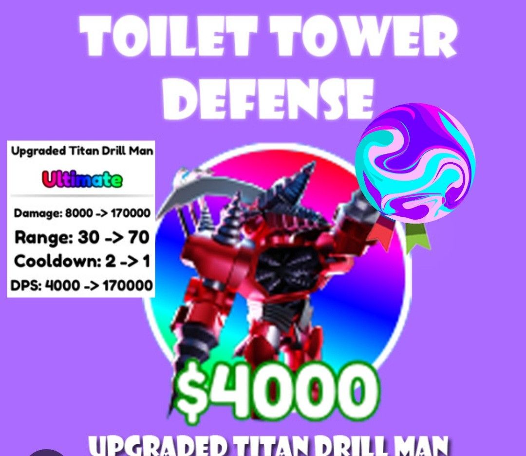 UPGRADED TITAN DRILL MAN TOILET TOWER DEFENSE TTD, Video Gaming, Video ...