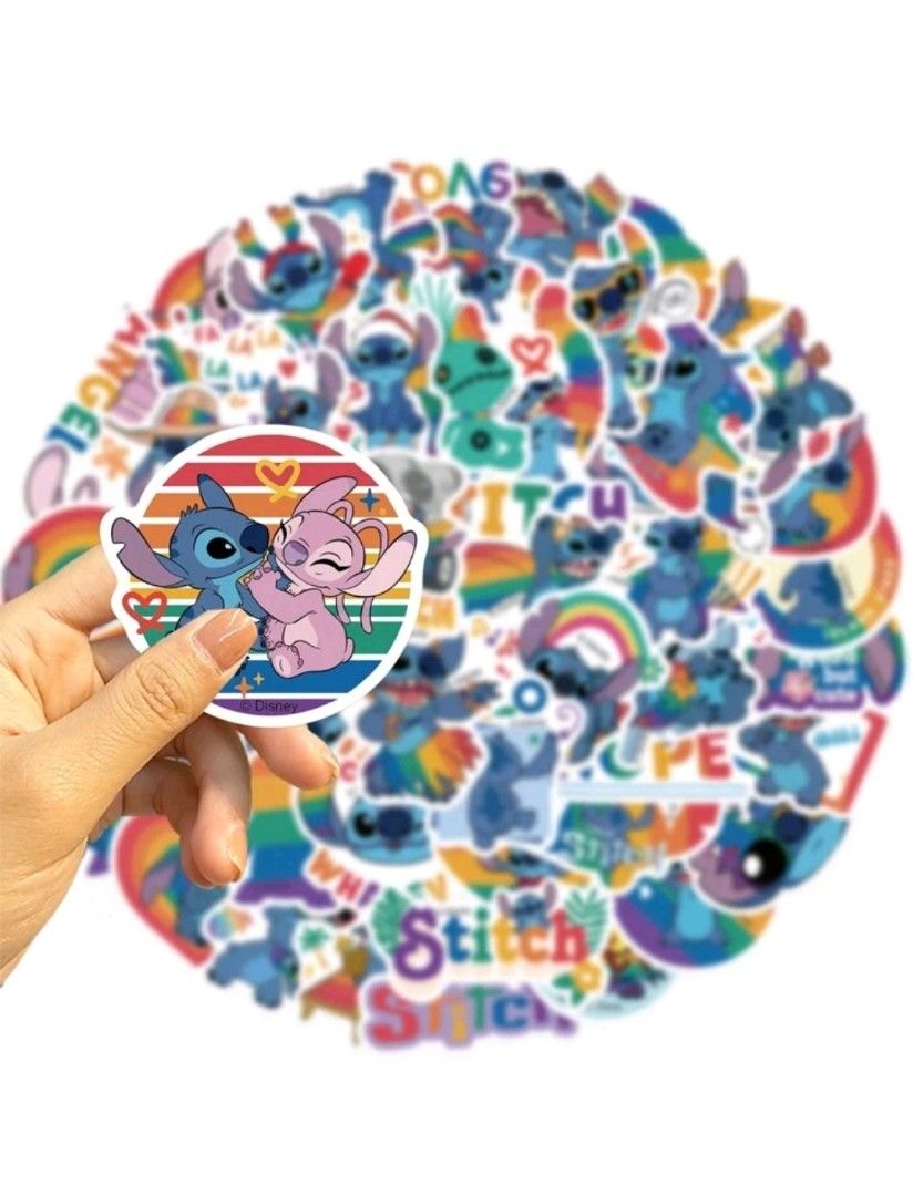 50PCS/SET DINSEY COLOURFUL RAINBOW LILO & STITCH WATERPROOF STICKERS ...