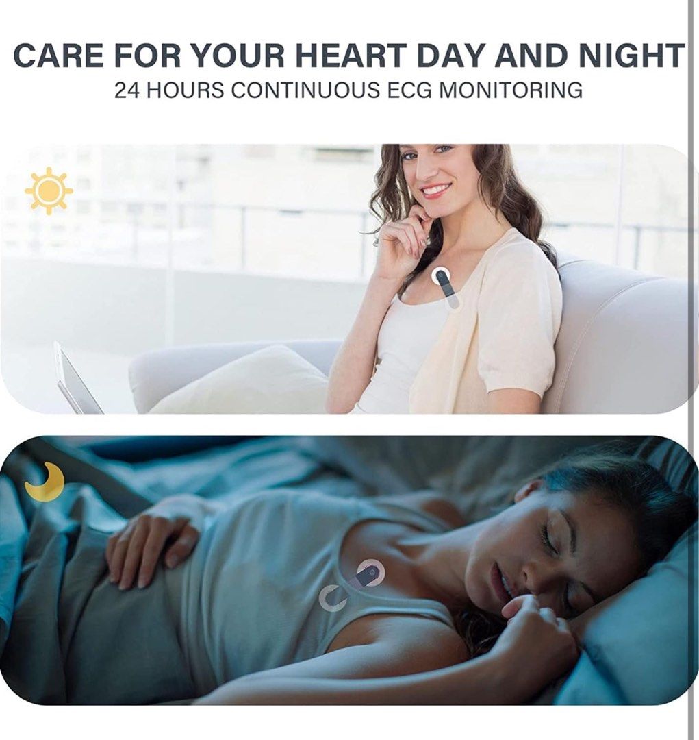 (全新) Checkme (ER1) 24-hour AI ECG Holter～ Wellue ER1 24-hour Wearable EKG/ECG Monitor With AI ...