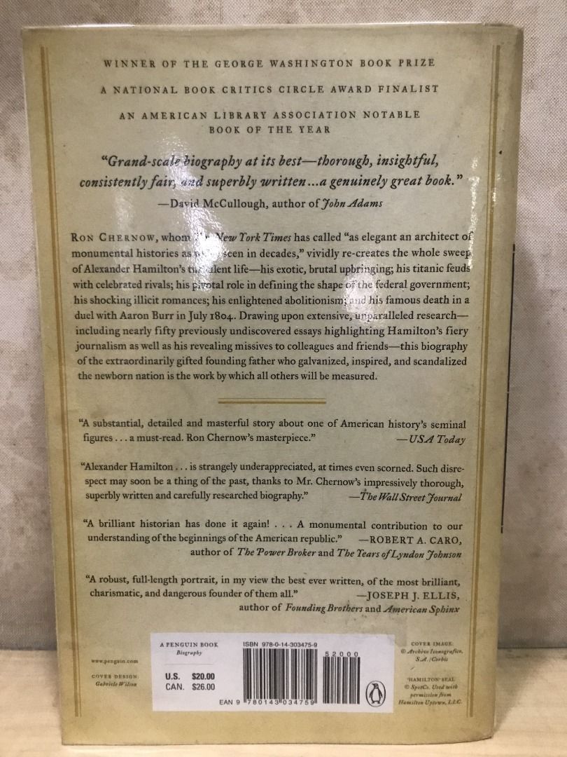 Alexander Hamilton by Ron Chernow, Hobbies & Toys, Books & Magazines ...