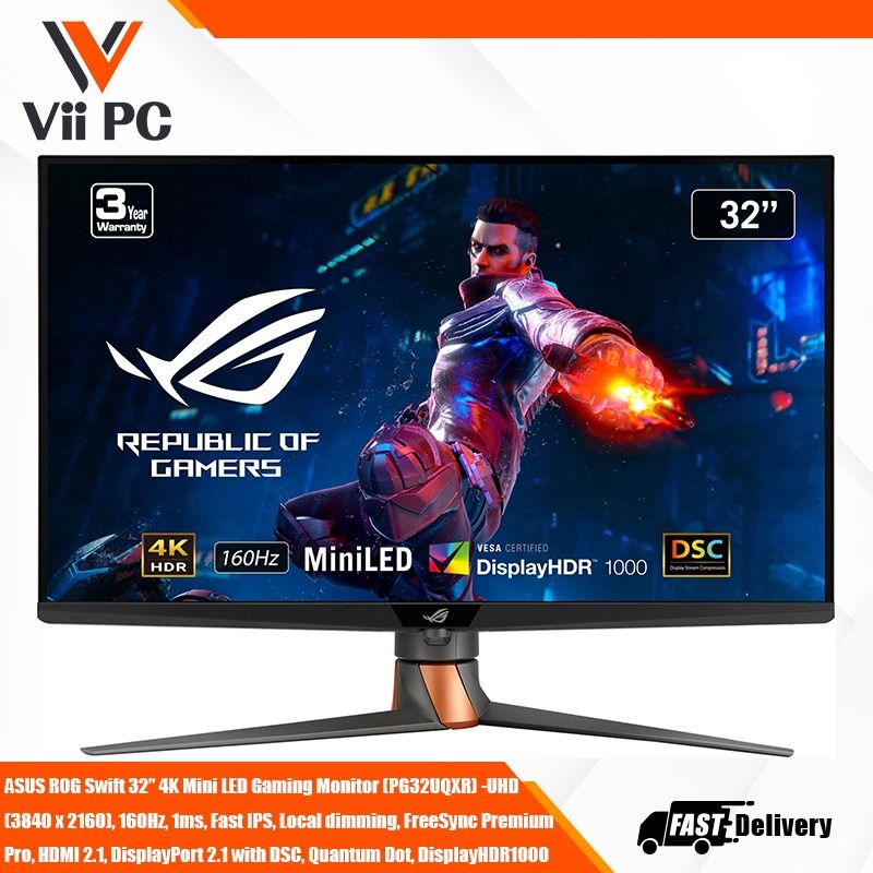 ASUS ROG Swift 32” 4K Mini LED Gaming Monitor (PG32UQXR) -UHD (3840 x ...