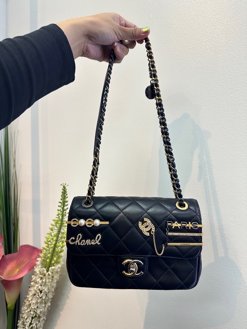 CHANEL Mini Coco Clips Black Flap Bag, Luxury, Bags & Wallets on Carousell