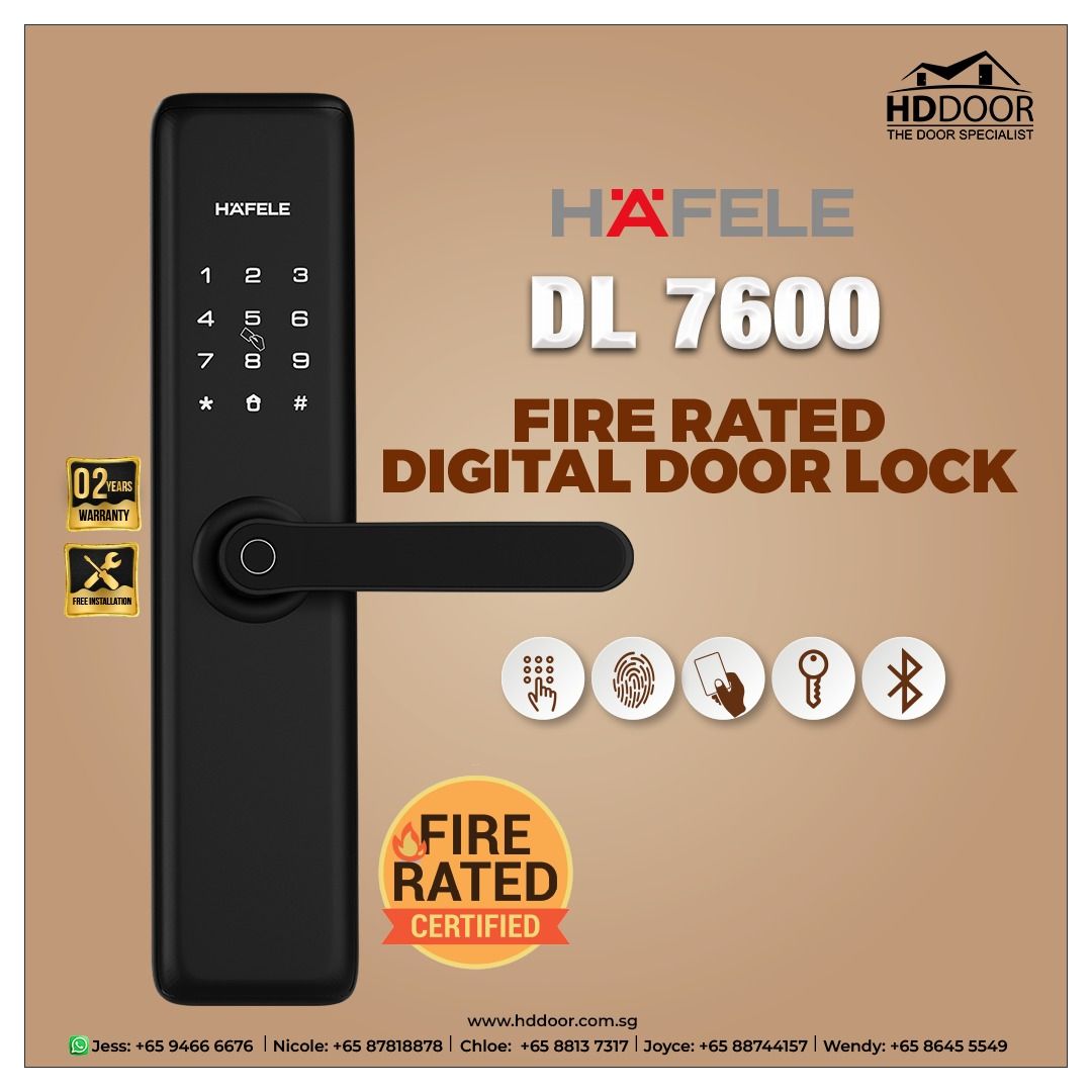 Hafele DL7600 Fire-Rated Digital Door Lock [HDB, BTO, CONDO], Furniture ...