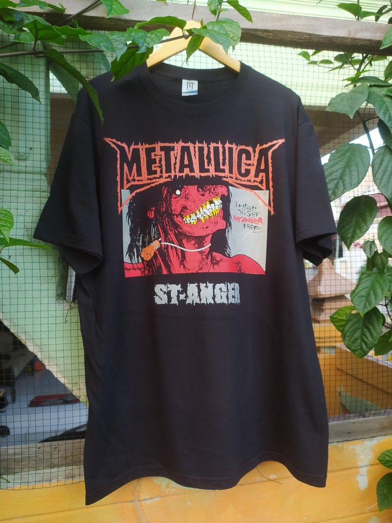 Kaos band Metal Metallica Fan Made St. Anger Pushead Tour, Fesyen Pria ...