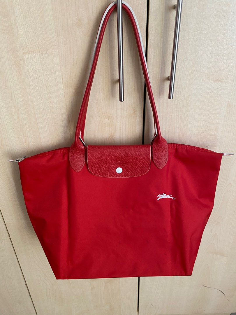 LONGCHAMP LE PLIAGE LONG HANDLE TOTE BAG LARGE VERMILLION RED, Women's ...