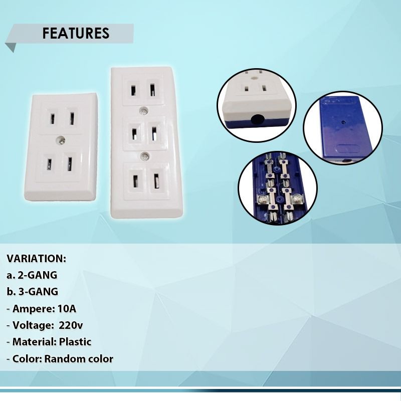 OUTLET, 2-GANG 3-GANG (1-PC per ORDER), 10 AMPERE, 250V, HEAVY DUTY ...