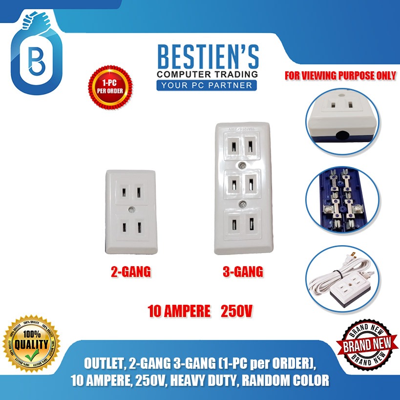 OUTLET, 2-GANG 3-GANG (1-PC per ORDER), 10 AMPERE, 250V, HEAVY DUTY ...
