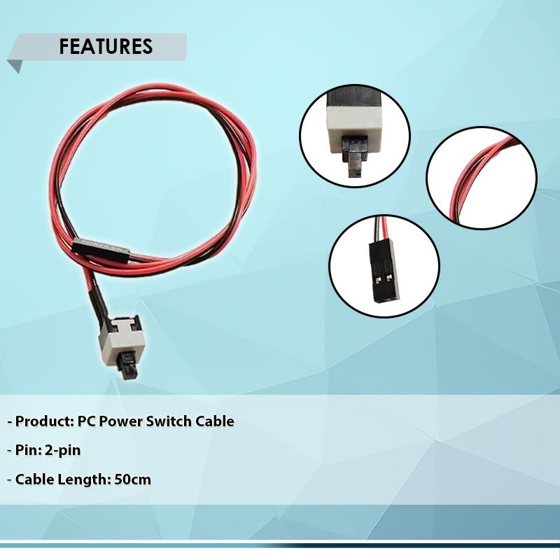 POWER SWITCH BUTTON CABLE 2-PIN 50cm, BEST FOR COMPUTER MOTHERBOARD ...