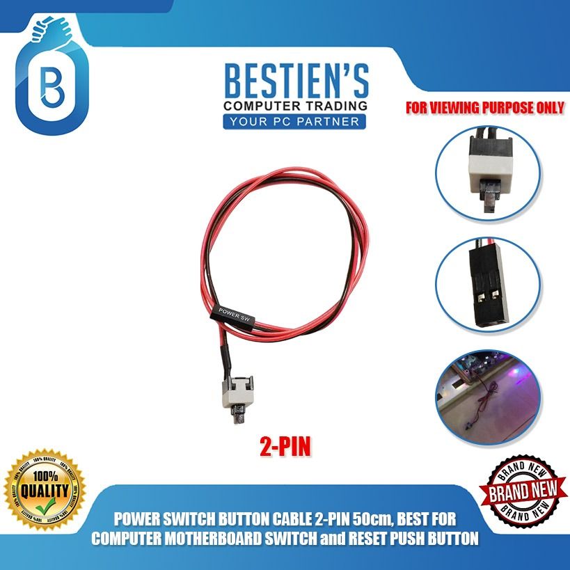 POWER SWITCH BUTTON CABLE 2-PIN 50cm, BEST FOR COMPUTER MOTHERBOARD ...