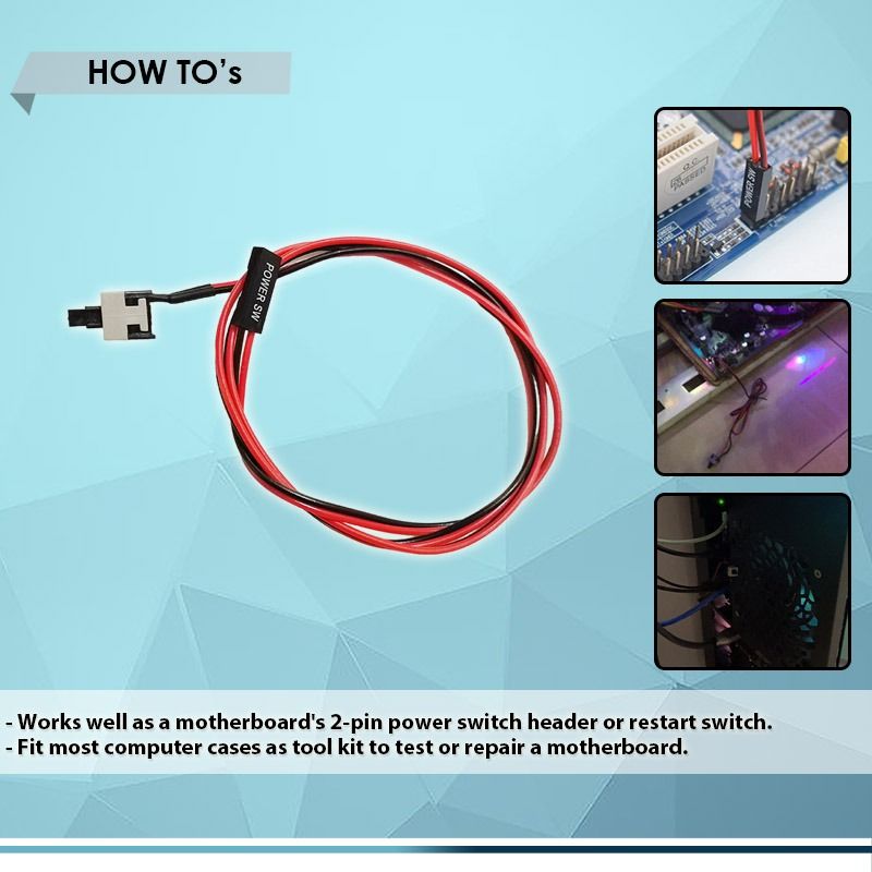 POWER SWITCH BUTTON CABLE 2-PIN 50cm, BEST FOR COMPUTER MOTHERBOARD ...