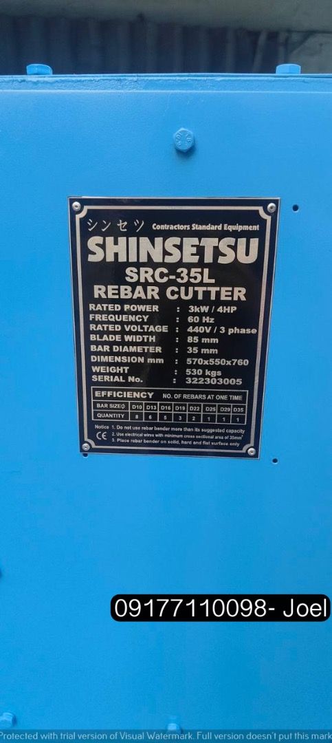 Shinsetsu Rebar Cutter w/ Accessories, Commercial & Industrial ...