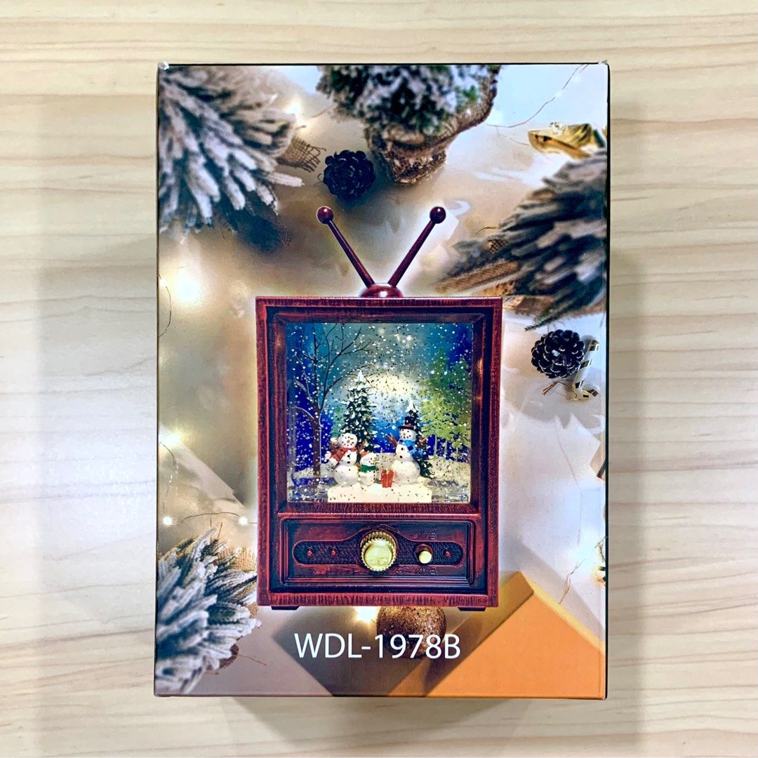 Vintage Television Resin Music Box - Snowman, Perabotan Rumah di Carousell