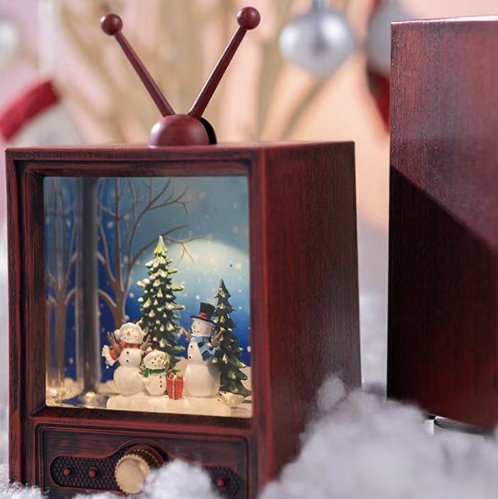 Vintage Television Resin Music Box - Snowman, Perabotan Rumah di Carousell