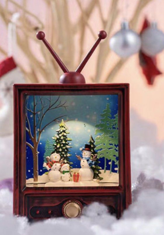 Vintage Television Resin Music Box - Snowman, Perabotan Rumah di Carousell