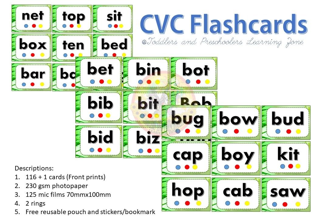 100 CVC Words Flashcards, Hobbies & Toys, Toys & Games on Carousell