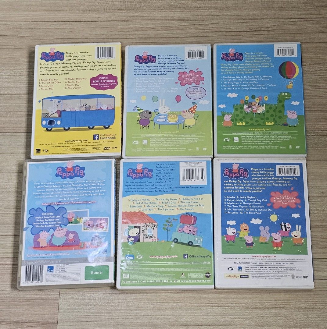 6 Peppa Pig DVDs (Total of 80+ episodes), Hobbies & Toys, Music & Media ...