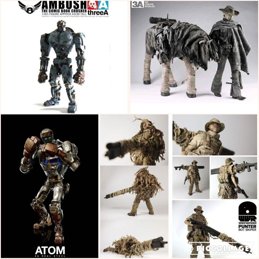 原裝正版 中古 ThreeA 3A 1/6 Popbot Dead Equine & Dark Blind Cowboy Super Set /Threezero 鐵甲鋼拳 Real ...