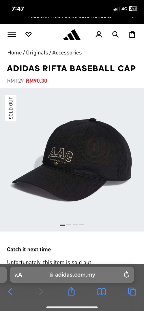 ADIDAS RIFTA BASEBALL CAP (Original), Men's Fashion, Watches & Accessories, Cap & Hats on Carousell