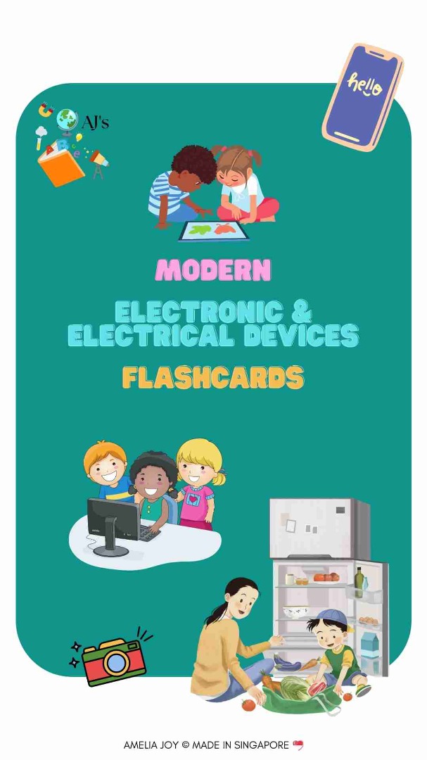 AJ's Digital Modern Electronic & Electrical Devices Flashcards for Kids ...