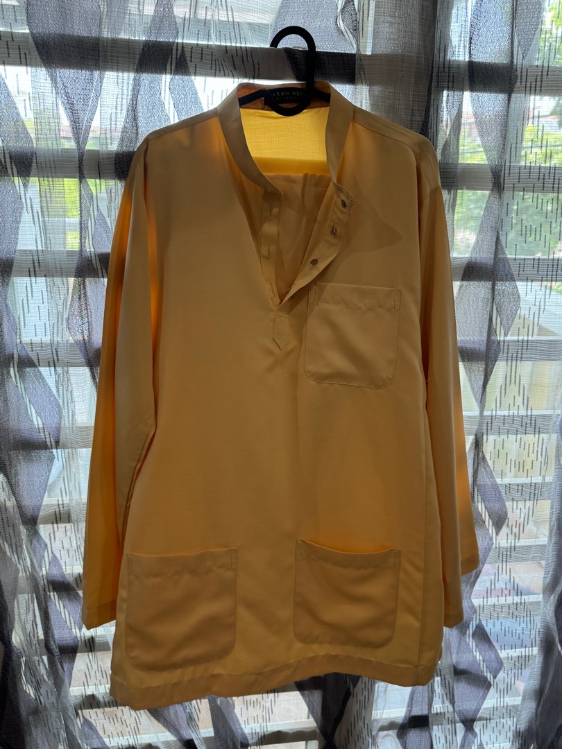 Baju Melayu, Warna Kuning, Jenama Aaron Aziz by Jakel, Saiz XL, Men's ...