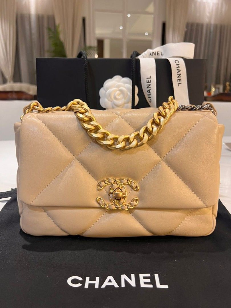 CHANEL Beige C19 GHW, Luxury, Bags & Wallets on Carousell