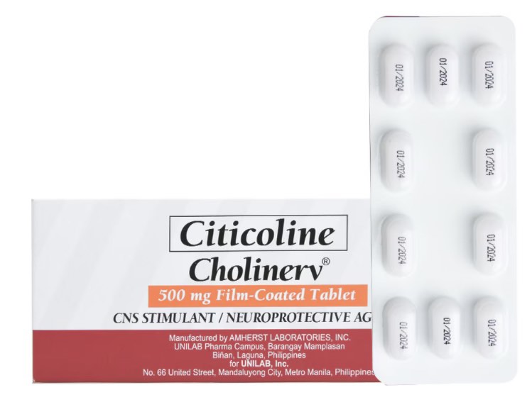 Citicoline CHOLINERV 500 mg/ tab, Health & Nutrition, Health ...
