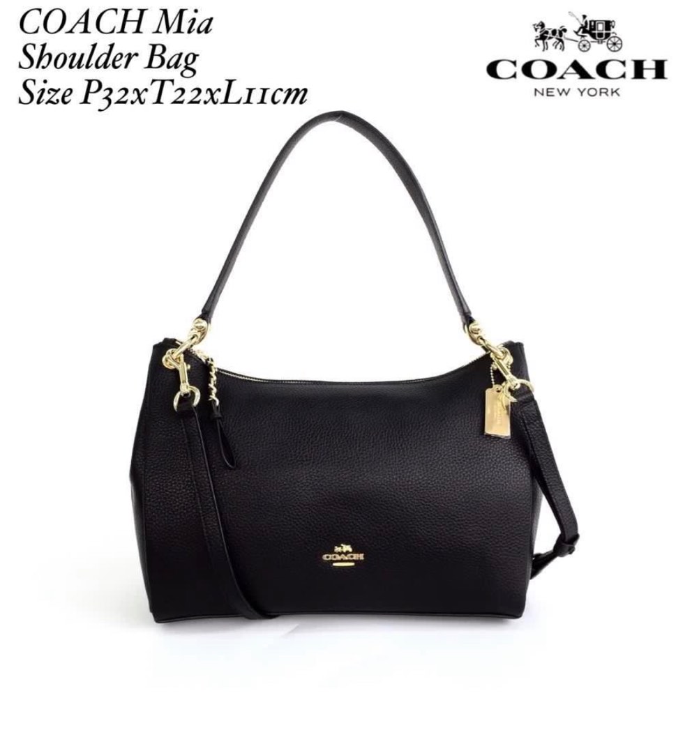 Coach Mia Shoulder Bag In Signature Canvas Black (28967) / Coach Mia Black Tote Bag 100% ...