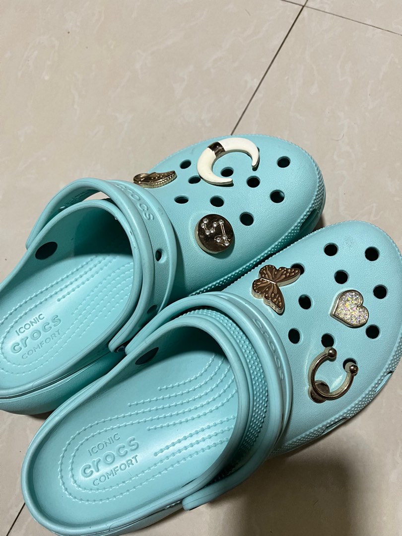 Crocs teal for adults (jibitz included), Women's Fashion, Footwear ...