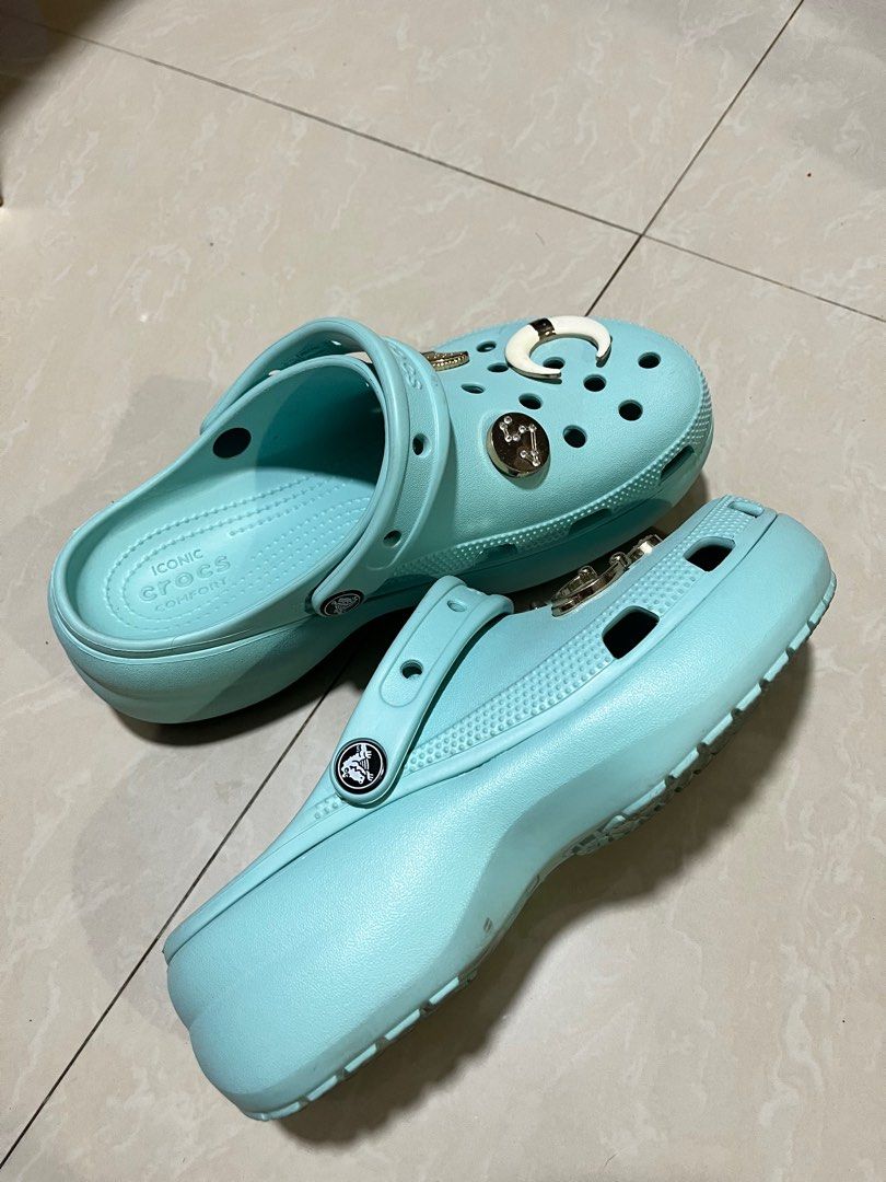 Crocs teal for adults (jibitz included), Women's Fashion, Footwear ...