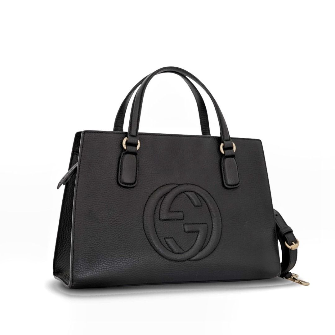 GUCCI Soho Top Handle Black Gold Hardware (32x10x20) comes with Dustbag ...