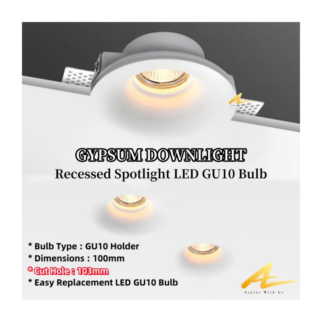 Gypsum Recessed Downlight False Ceiling Round LED GU10 Easy Replace ...